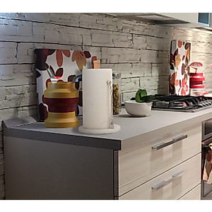 Marble and Wood Paper Towel Holder with Stainless Steel Arm