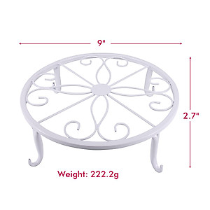 Metal Plant Stand Wrought Iron Planter,Iron Art Flower Pot Supporting Stand Indoor Outdoor Garden Set of 3（White）