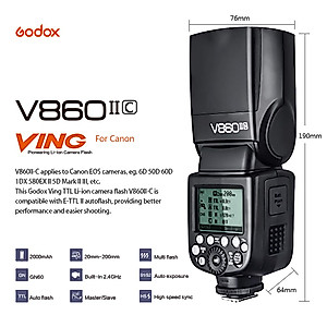 GODOX V860II-C Camera Flash Speedlite for Canon Camera 2.4G Wireless E-TTL 1/8000s High-Speed Sync GN60 Speedlight Photography
