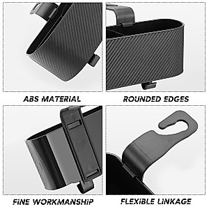 BELOMI Car Headrest Backseat Organizer with Cup Holder, Seat Back Hanging Storage Box with Hooks, Multi-Functional Drink Pocket Food Snack Phone Tray for Kids, Car Travel Accessories (Black)