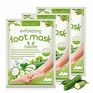 Foot Peel Mask 3 Pack,Remove Callus & Repair rough heals-Men Women (Cucumber)