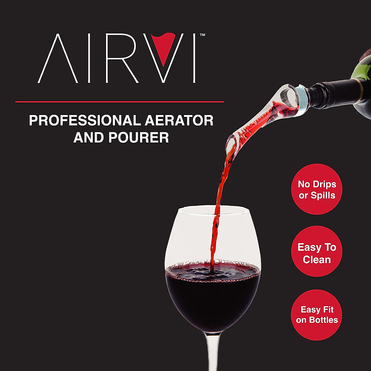 AirVi Wine Aerator and Professional Pourer, Premium Wine Decanter Spout and Red Wine Enhancer, Ideal Gifts for Wine Accessories, Enhances Taste and Texture, Fits Standard Wine Bottles