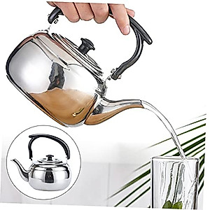 FELTECHELECTR Stainless Steel Teapot Espresso Machine Water Boiling Container Espresso Pitcher Coffee Kettle Travel Kettle Household Water Pot Stovetop Water Tea Kettle Camping Tea Kettle Silver