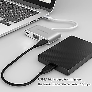 Port Expander USB C Hub Adapter USB C to VGA Adapter USB C Docking Station with 1080P@60Hz VGA, USB 3.0 Ports, PD 65W USB Splitter
