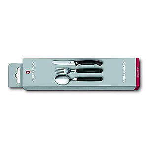 Victorinox Swiss Classic Paring Knife, Fork and Spoon Set Black 3 piece