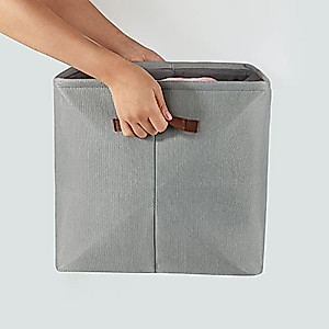 Consmos 4-Pack 13 Inch Large Fabric Storage Bins Storage Basket for Shelves (13"x13"x13"-4pack, Gray)