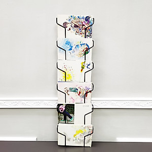 FixtureDisplays® Wall Mount Greeting Card Post Card Display Wire Rack Black Horizontal Landscape 7x5" Cards Pocket 7.8" Wide 6 Pockets 11715-NF