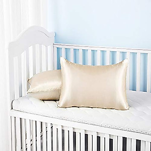 LCBD Silky Satin Toddler Pillowcases Set of 2, Super Soft Travel Pillow Covers, Small Kids Pillow Cases with Envelope Closure, 13"x 18", Champagne