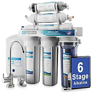 NU Aqua 6-Stage Alkaline Under Sink Reverse Osmosis Water Filter System - 100 GPD RO Filtration & Remineralization - Faucet & Tank - PPM Meter - 100GPD Undersink - Home Kitchen Drinking Water Purifier