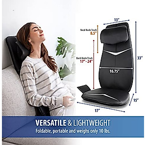 Zyllion Shiatsu Neck and Back Massager - 3D Kneading Deep Tissue Full Body Massage Chair Seat Cushion Pad with Heat and Vibration for Muscle Pain Relief, Home and Office - Black (ZMA-33-BK)