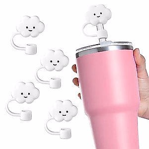 4Pcs Straw Cover Cap for Stanley Cup, Cute Silicone Straw Topper Compatible with Stanley 30&40 Oz Tumbler, Anti-dust Straw Cover, Reusable Straw Cover Cap for 10mm Stanley Cup Straws Accessories