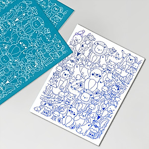 OLYCRAFT 4x5 Inch Clay Stencils Animal Pattern Silk Screen for Polymer Clay Line Zoo Rabbit Bear Monkey Silk Screen Stencils Mesh Transfer Stencils Animal Mesh Stencil for Polymer Clay Jewelry Making