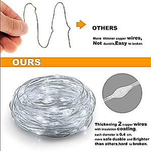 Beewin Upgraded Solar Christmas Lights, 2Pack 33Ft 100Led Solar Lights Outdoor String, Waterproof Transparent Copper Wire 8 Modes Fairy Lights for Wedding Patio Garden Yard Party (White)