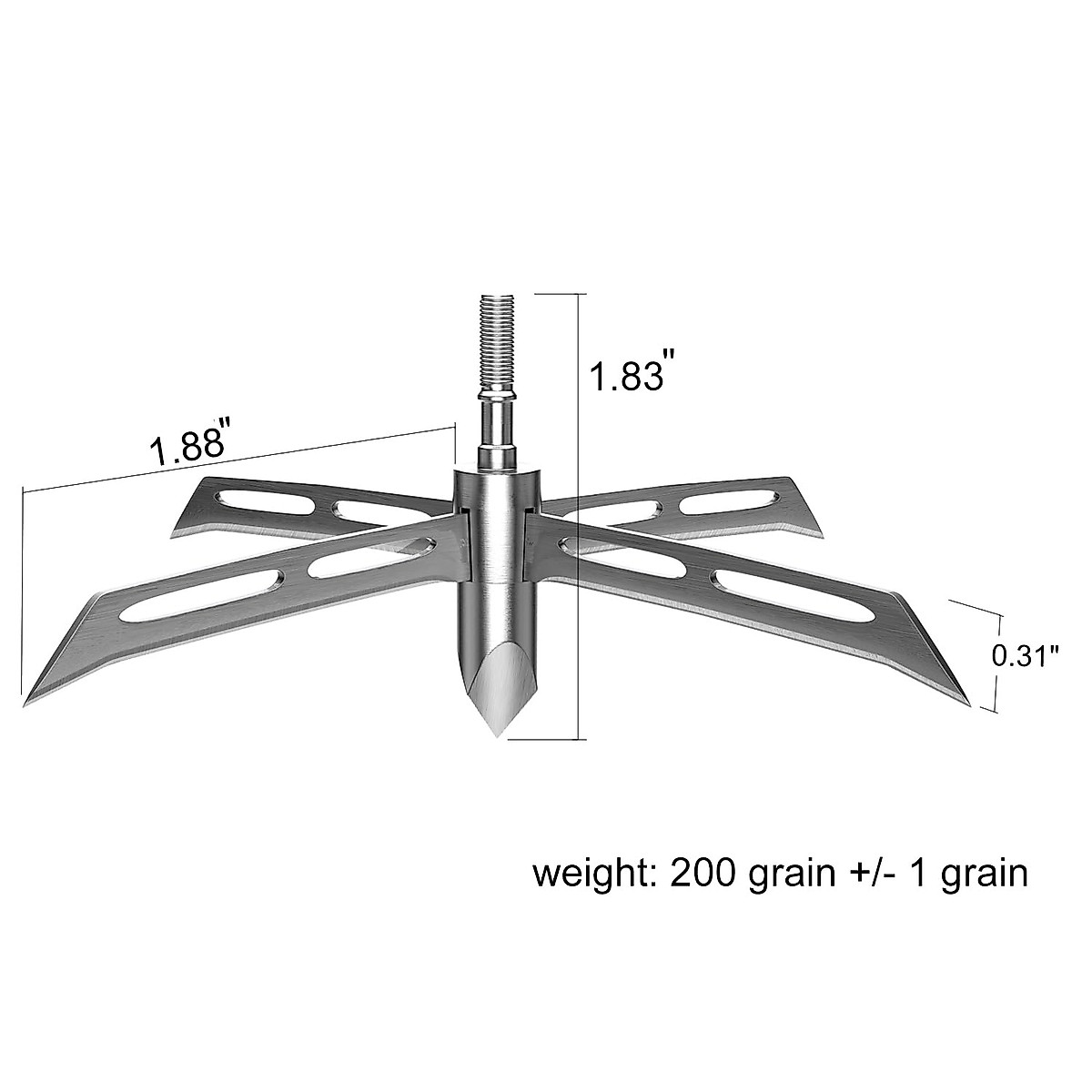 Sinbadteck Archery Broadheads, 3Pcs Pack 4 Fixed Blade Turkey Hunting Broadheads 200Gr Arrowhead Stainless Steel Bow and Arrow Hunting Tips