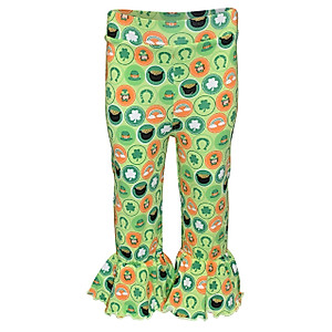 Unique Baby 2 Piece Girls Double Ruffle Leggings and Long Sleeve Shirt Clothes Set Kid and Toddler Girl St Paricks Day Outfit (7 Years, Little Lass)