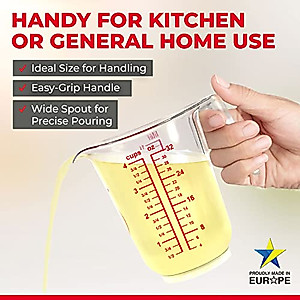 Mueller International Clear Measuring Cup Set – Two Piece Set 4 Cups/30 oz & 2 Cups/16 oz, Liquid and Dry Measuring Cups, Shutter-proof, European Made