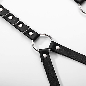 GEMILY Leather Waist Chains Belt Punk Black Body Harness Garter Leg Harness Body Chains Belt Rave Accessories for Women(1)