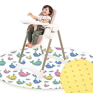 Splat High Chair Mats for Dropping Food, ALYYDBG Baby Washable Waterproof & Anti-Slip Floor Splash Mat for Under High Chair (Large Round 43 X 43 Whale)