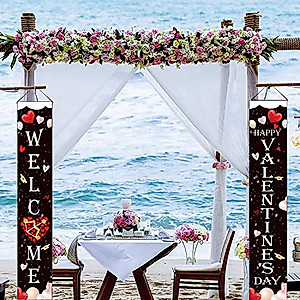 DmHirmg Valentine's Day Porch Banner,Hanging Porch Sign, Hanging Decorations for Home Outdoor Decor (Black)