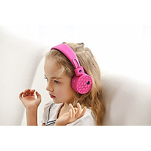 rockpapa K8 Foldable Childrens Kids Wireless Headphones, Bluetooth On Ear Headsets with MIC and Remote Control, Hands-Free Call, Including Wired Mode Pink