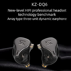 753 KZ‑DQ6 Earbuds Headphone,HiFi Stereo Noise Cancelling Wired Earbuds,10mm Dual & 6mm Single Magnetic Dynamic Unit Earphone with Detachable Cable for Gaming Sport Music