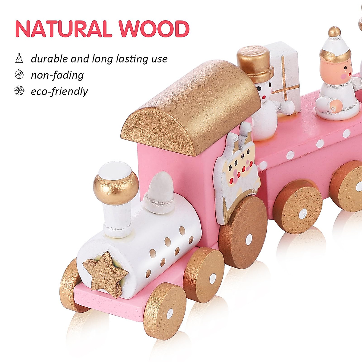 Wooden Train Small Train Christmas Toy Train Mini Train Christmas Train Four Section Train Xmas Train Toy Train for Kids Train Toy Kids Playing Train Desktop Train 4 Section Train