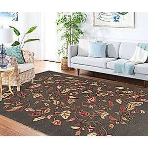 MARTHA STEWART x SAFAVIEH 9' x 12' Francesca Black MSR3611B Handmade Autumn Woods Wool & Viscose Area Rug