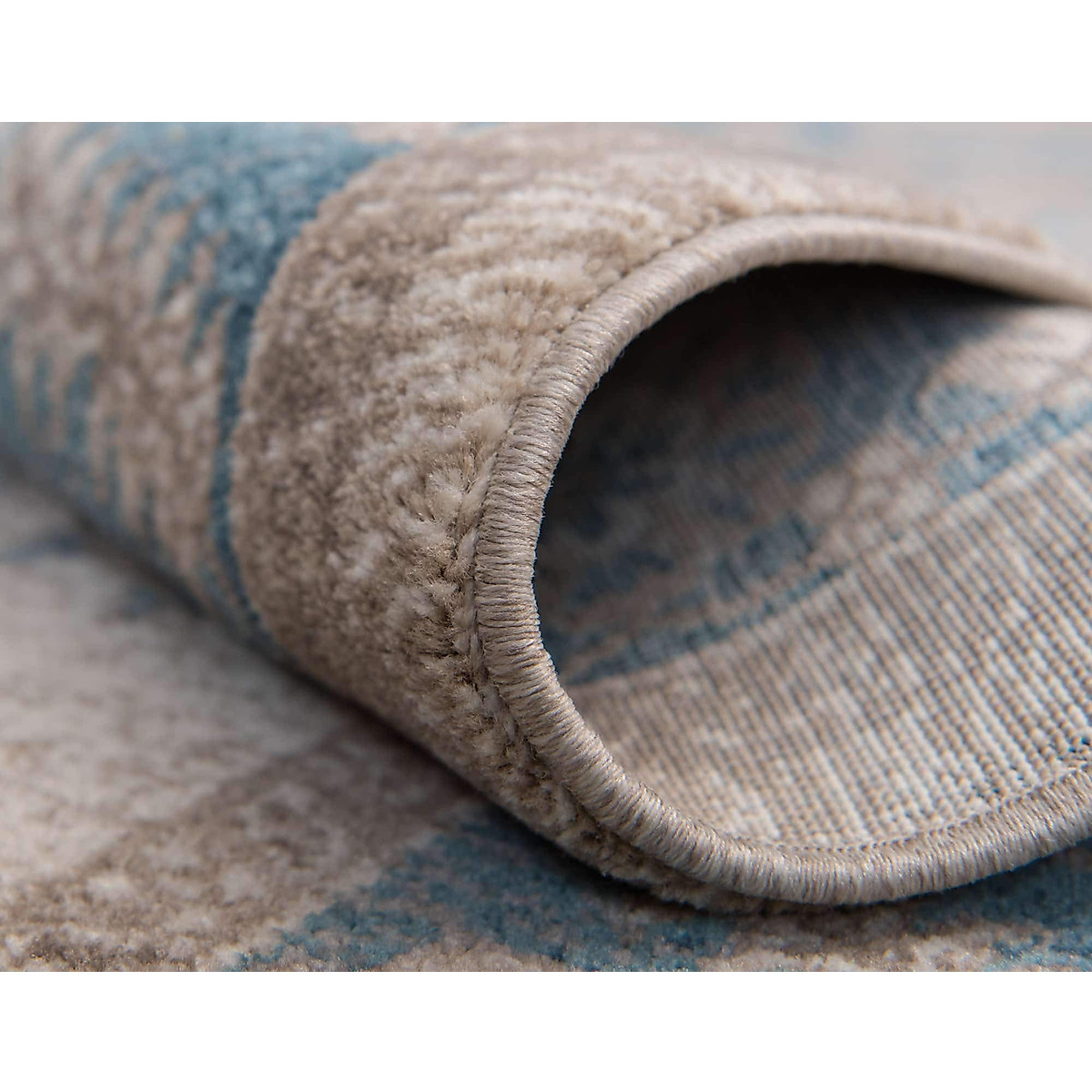 Unique Loom Salzburg Collection Classic Traditional Design Oriental Inspired Border Area Rug, 8 ft x 10 ft, Beige/Blue