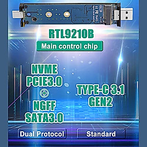 Laihua M.2 SSD Enclosure Plug and Play Tool Free 10Gbps M.2 NVME NGFF SSD Enclosure Adapter for Tablet for Desktop Grey