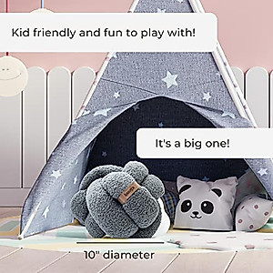 THE BALLOW Knot Pillow - Boucle Fabric Large Knot Pillow - Decorative Knotted Ball Pillow - Round Throw Pillows For Couch or Cuddle pillow (Steel Grey)