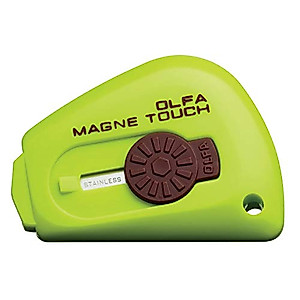 OLFA Magnetic Touch Knives (TK-3M/2P) - Multi-Purpose Disposable Mini Pocket Sized Utility Knife Box Cutter w/ Retractable Stainless Steel Blade & Keychain Hole (2 Pack)