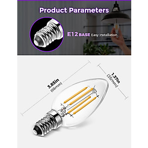 DORESshop LED Candle Purple Light Bulb - 4W (40Watt Equivalent) - E12 Base Purple LED Purple Bulb, Party Decoration, Porch, Home Lighting, Holiday Lighting, Chandelier Light Bulbs, Candelabra Bulbs