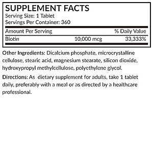 Futurebiotics Biotin 10,000 MCG High Potency Tablets Supports Healthy Hair, Skin & Nails & Energy Production, Non-GMO, 360 Vegetarian Tablets