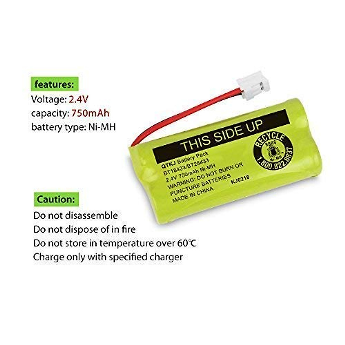 QTKJ BT18433 BT28433 BT184342 BT284342 BT-1011 Cordless Phone Battery for Vtech CS6209 CS6219 CS6229 DS6301 DS6101 BT-1018 BT-1022 AT&T CL80109 BT-6010 BT-8000 BT-8300 Uniden DCX400 Handset (6-Pack)