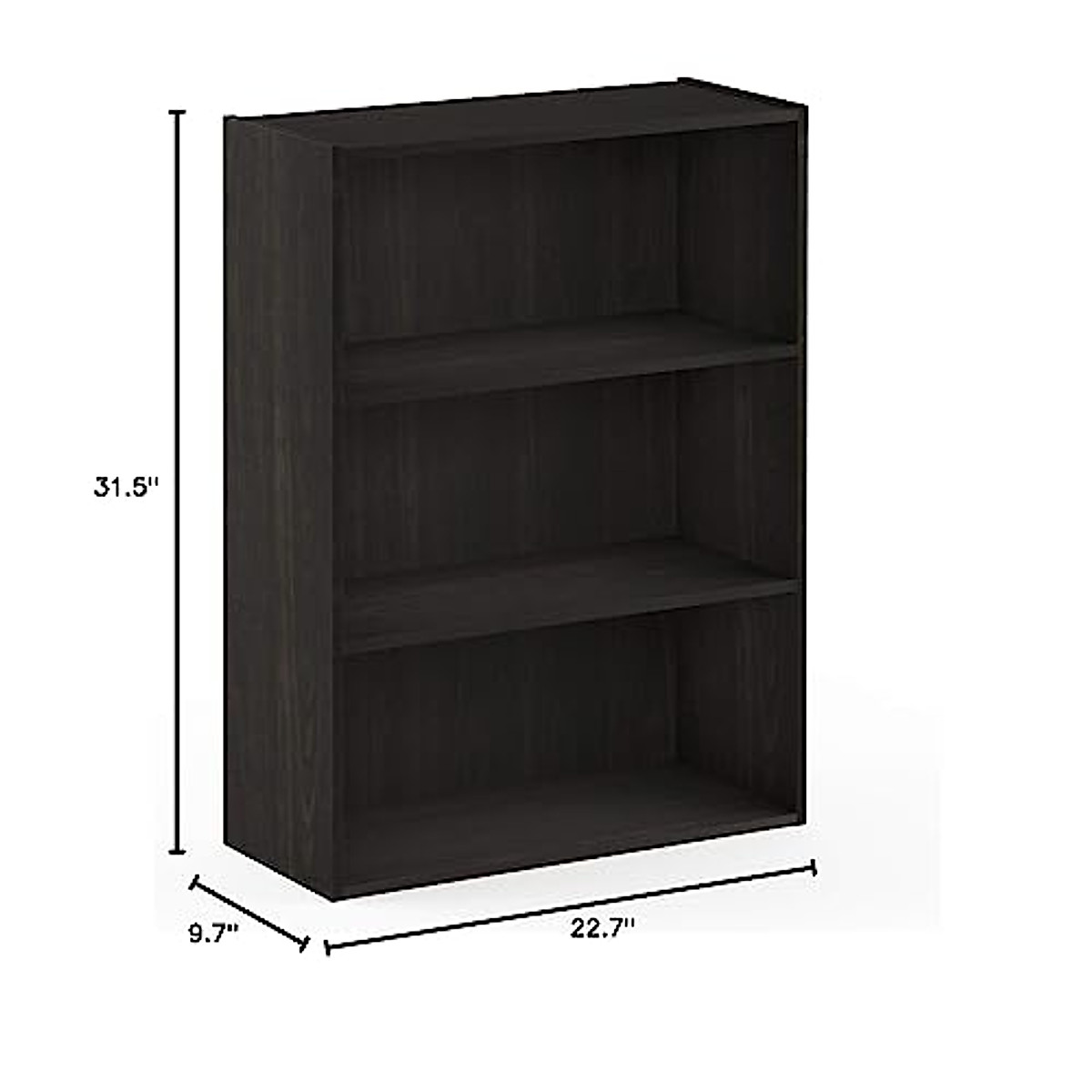 Furinno Pasir 3-Tier Open Shelf Bookcase, Espresso