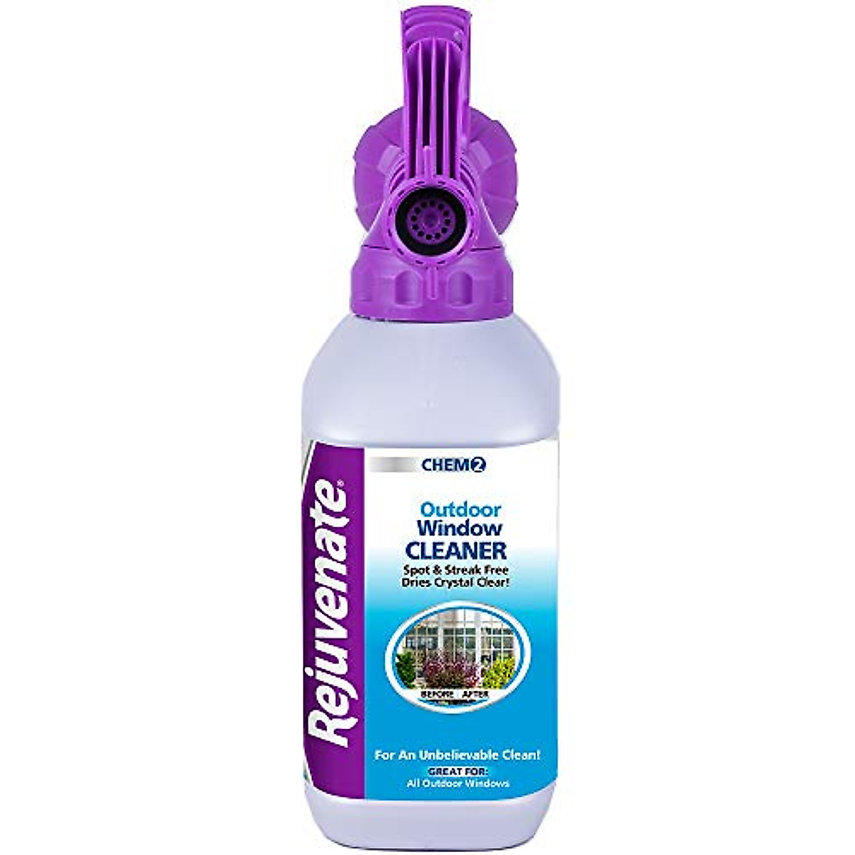 Rejuvenate High Performance Dual Bottle 32oz Outdoor Window Cleaner & 32oz Mold and Mildew Stain Remover with Hose-End Attachment