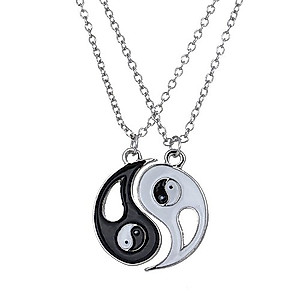 MileHouse Fine Necklace for Girls,2Pcs/Set Best Friends Tai Chi Yin Yang Hollow Pendant Split Matching Necklace