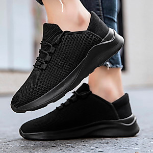 HIIGYL Womens Running Shoes Lightweight Breathable Walking Sneakers Athletic Workout Gym Tennis Shoes All Black Size 9