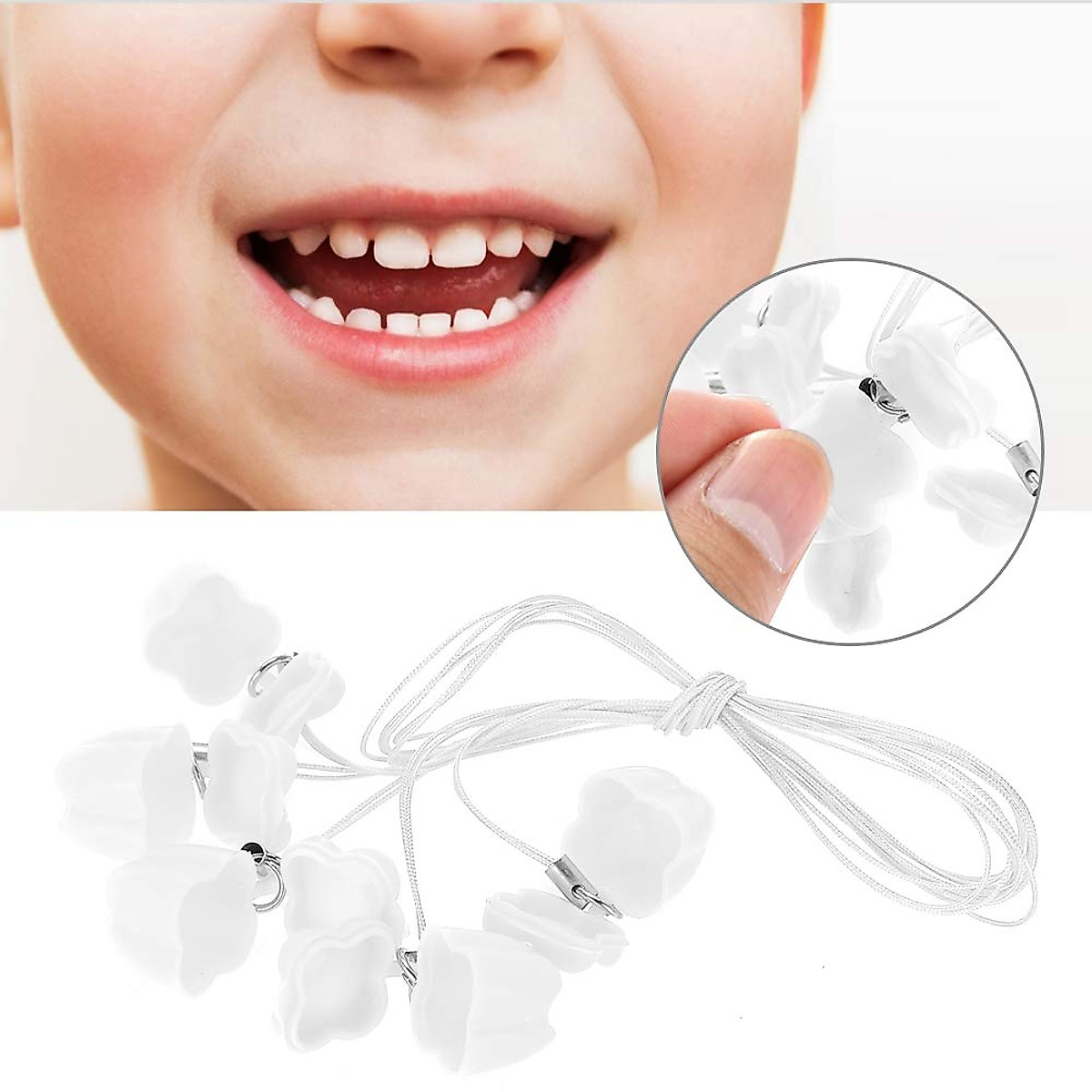 ANGGREK Milk Tooth Saver Necklaces, 5pcs Plastic Baby Milk Tooth Storage Box with Rope Tooth Saver Necklaces(White)
