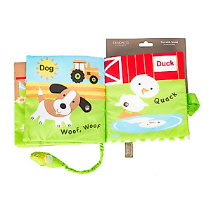 DEMDACO Happy Barnyard Friends Corn Rustic Red Children's Musical Soft Book Toy