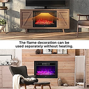 ARLIME Electric Fireplace, 28.5 Inch Electric Fireplace Heater, 750/1500W Wall Fireplace Electric with Remote Control, 3 Color Flames, 5 Brightness Settings 8H Timer, Electric Fireplace Inserts for RV