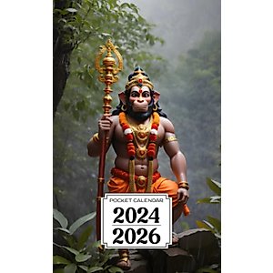 Pocket Calendar 2024-2026: Two-Year Monthly Planner for Purse , 36 Months from January 2024 to December 2026 | Lord Hanuman | Rainy forest