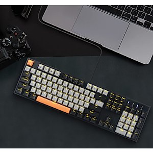 E-YOOSO Z-14 Mechanical Gaming Keyboard 104 Key, Red Switch Full-Size Computer Keyboards, Solid Yellow Backlit Mechanical Keyboard for PC Gamer, Black