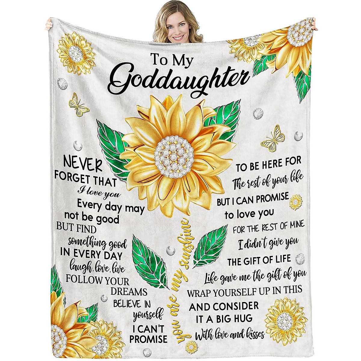 Jiaazerd Goddaughter Blanket for Goddaughter Gifts-Goddaughter Gifts from Godmother Godfather, Goddaughter Gift Ideas for Christmas,Birthday (Goddaughter)
