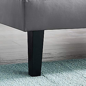 LTT Futon Sofa Bed, Futon Couch, Folding Sofa Bed Dual-Purpose Multi-Functional Grey Pu Solid Wood Legs Sofa Bed