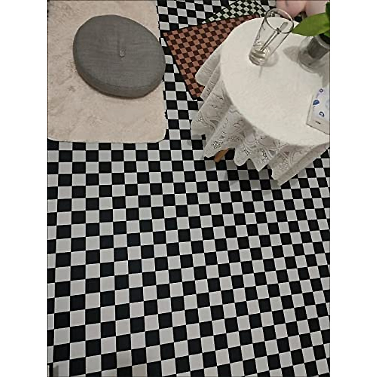 Classic Retro Black and White Checkered Rugs for Addition to Formula Room 48”x32”, Durable Soft Shag Carpets with Mackenzie Childs Look (48"x32")