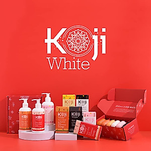 Koji White Kojic Acid Skin Brightening Face Wash for Exfoliating Face, Hydrating Face Moisturizer, Vegan Face Wash, Even Skin Tone with Vitamin C, Flower Extracts, Vitamin E, 2.54 Fl Oz