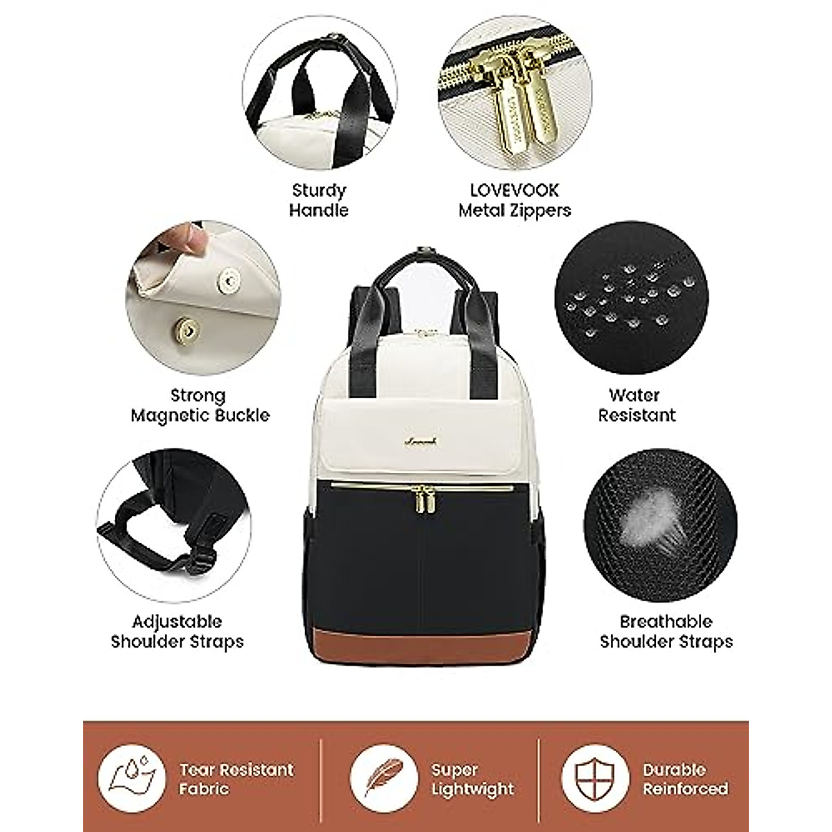 LOVEVOOK Laptop Backpack for Women, Cute Laptop Bag with USB Port, Waterproof Travel Work Backpack Purse, Anti-Theft Backpacks Casual Computer Daypack Nurse Teacher Bag