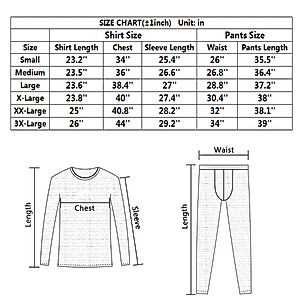 PISIQI Thermal Underwear Men Ultra-Soft Long Johns Set with Fleece Lined Base Layer Winter Skiing Warm Top & Bottom Black