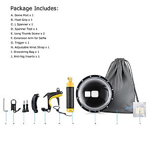 SOONSUN Dome Port for GoPro Hero 12 11 10 9 Black 45M Waterproof Dome Port Lens with Housing Case for GoPro Hero 9 10 11 12 Black Camera Underwater Photograhpy Accessories